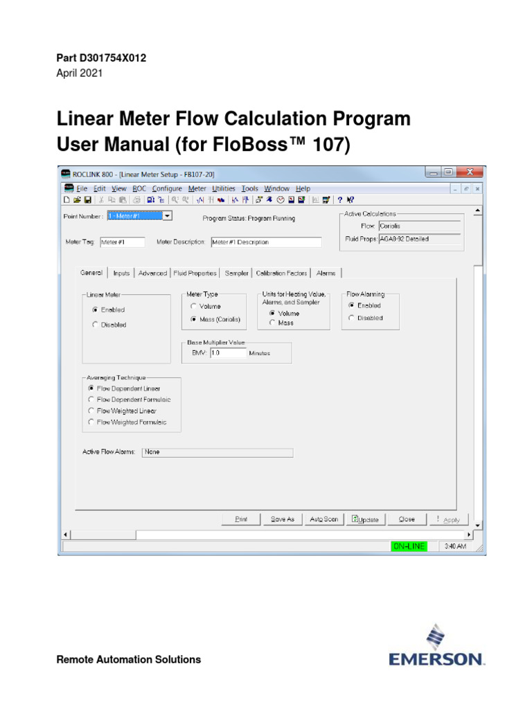 Linear Meter Flow Calculation Program User Manual For Floboss 107 en ...