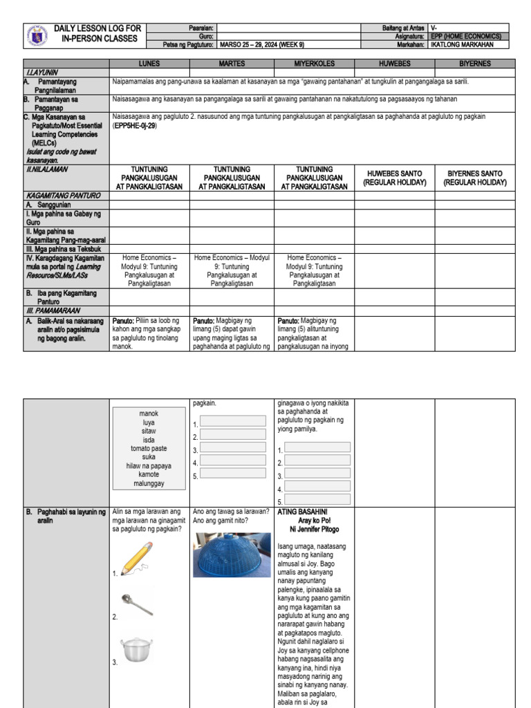g5 q3w9 DLL Epp-He (Melcs) | PDF
