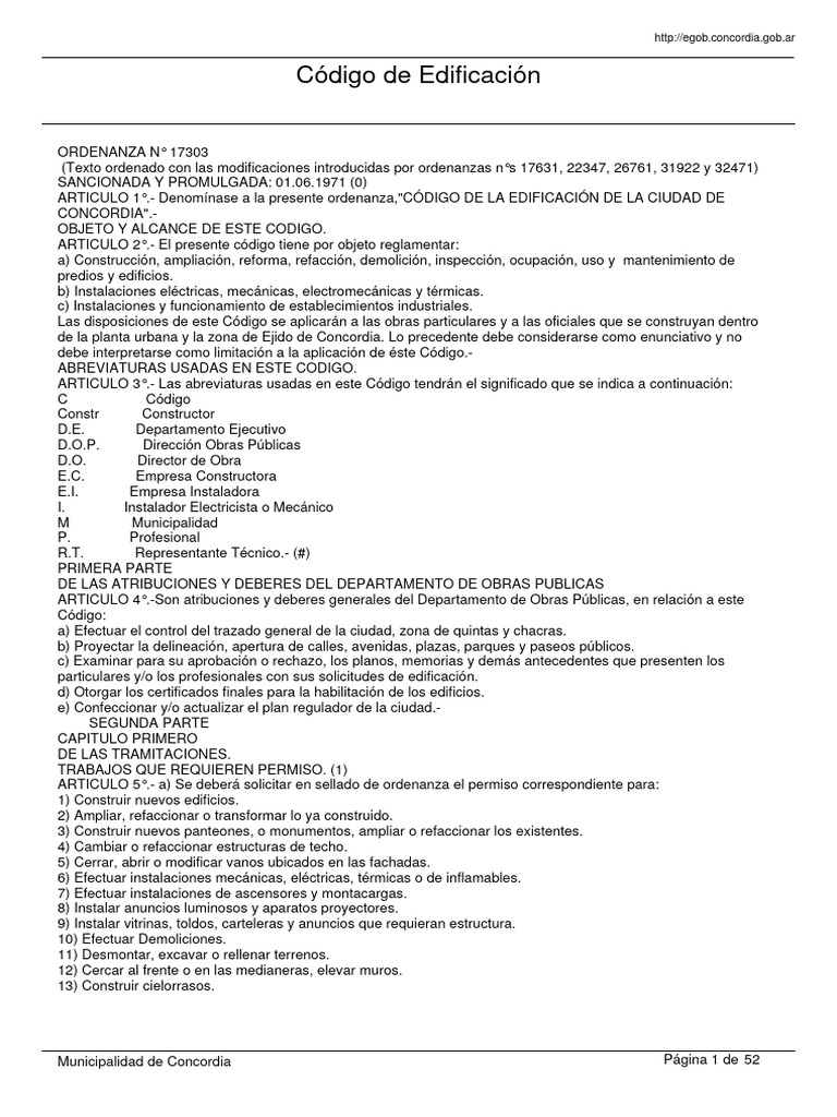 Código Edificación - Municipalidad de Concordia | PDF | Ingeniero civil | Business