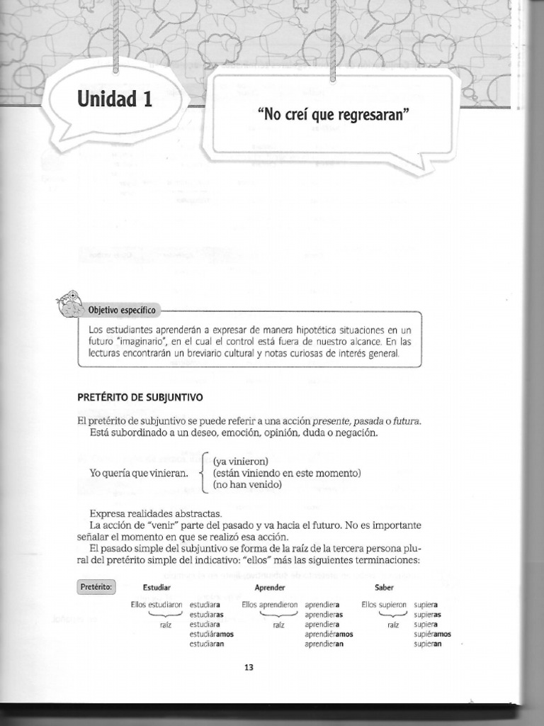 TA2-1 Pretérito de Subjuntivo | PDF