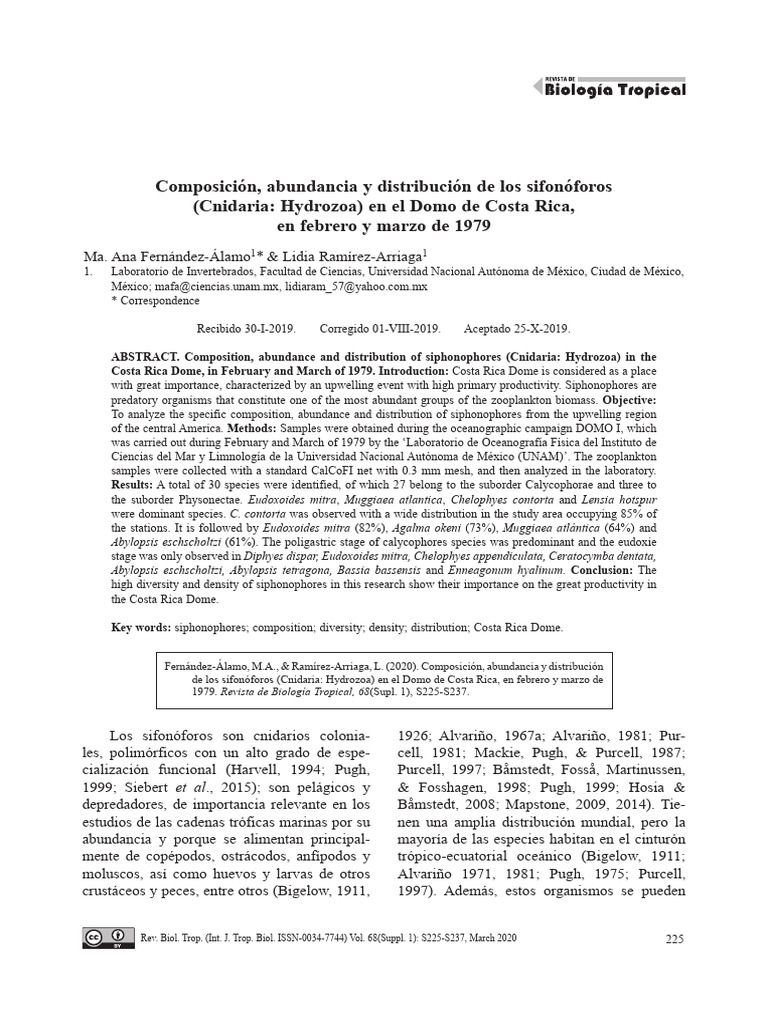 Sifonóforos en el Domo de Costa Rica | PDF | Ciencias de la Tierra ...