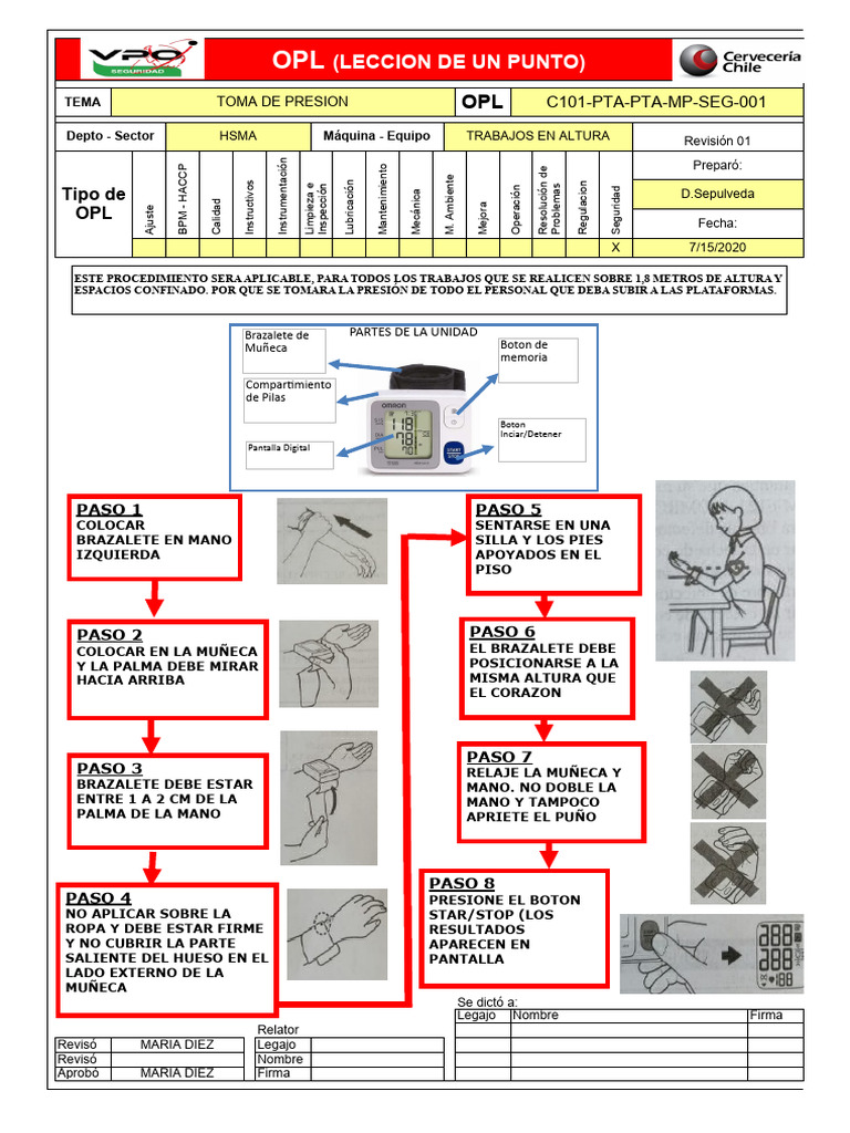 OPL de Toma de Presion | PDF