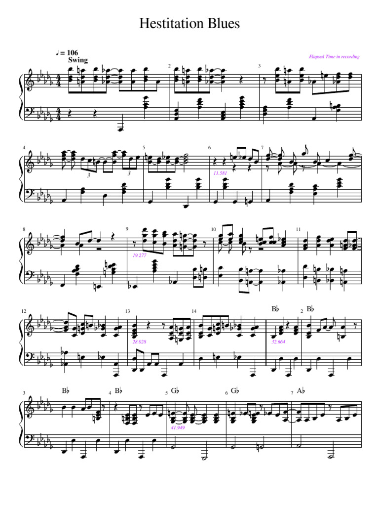 Hesitation Blues Jelly Roll Transcription Project | PDF | Blues ...