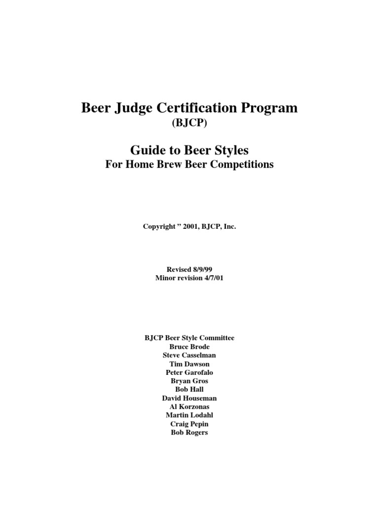 Beer Judge Certification Program: Guide To Beer Styles | PDF | Ale | Beer