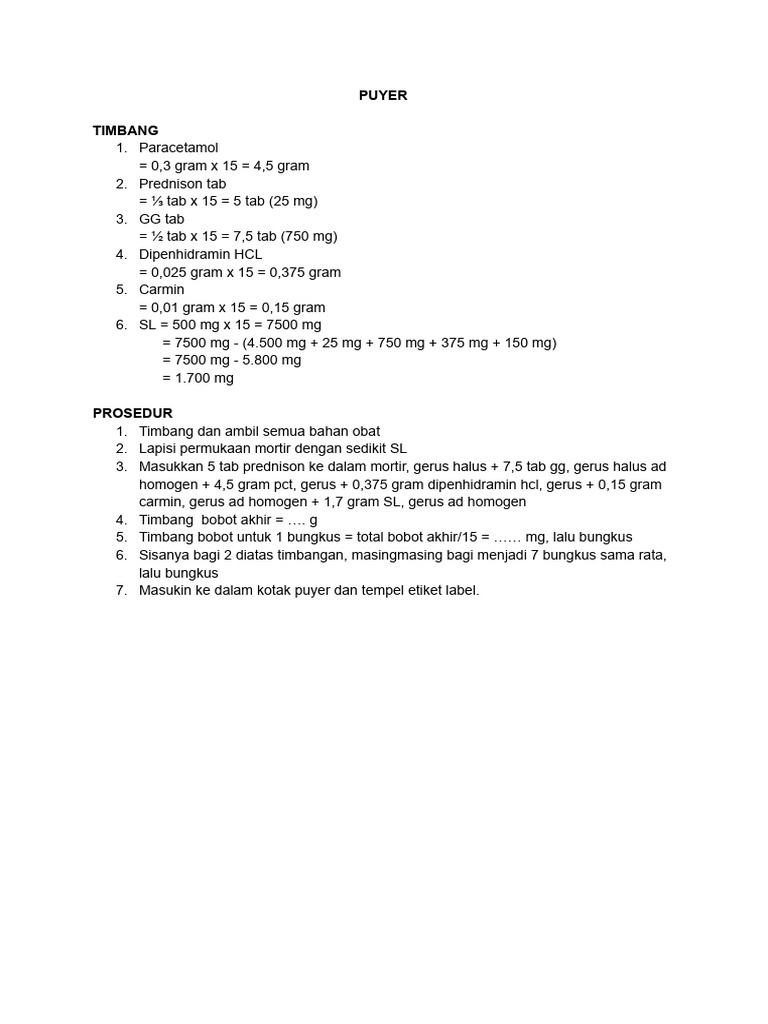 Resep Puyer, Suspensi, dan Pasta | PDF