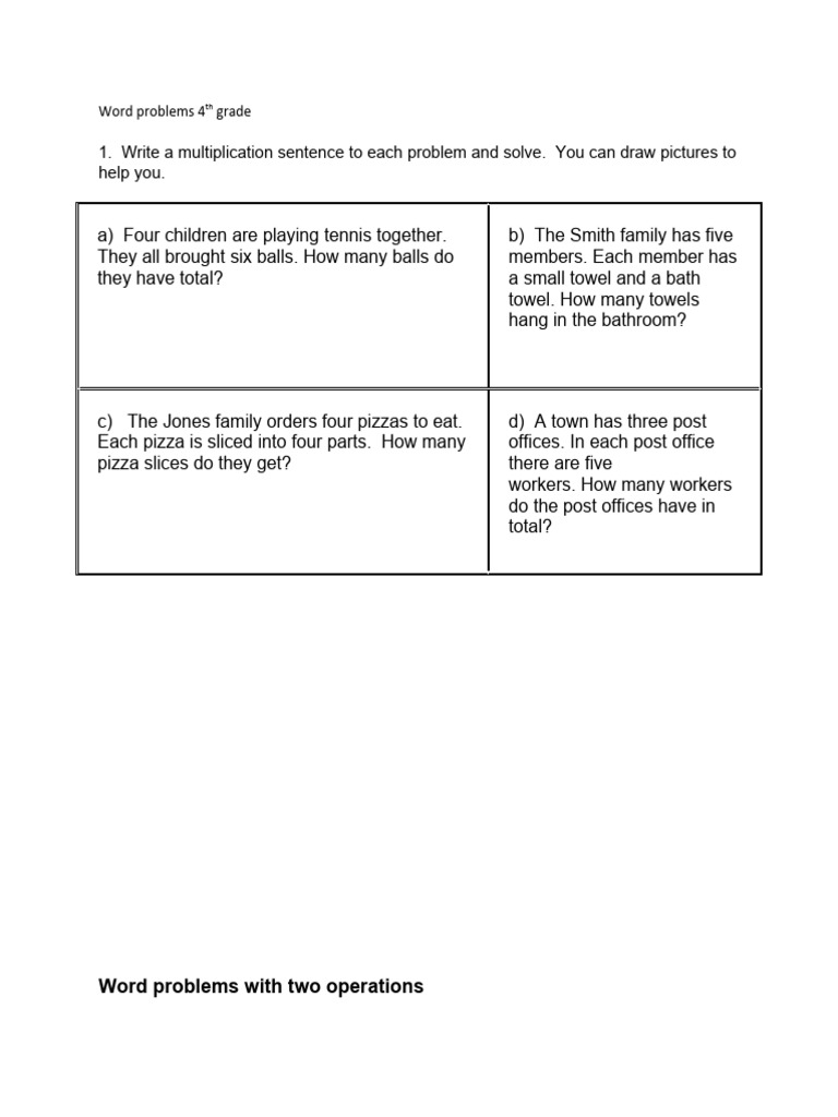 Word Problems Multiplications | PDF | Cuisine | Foods