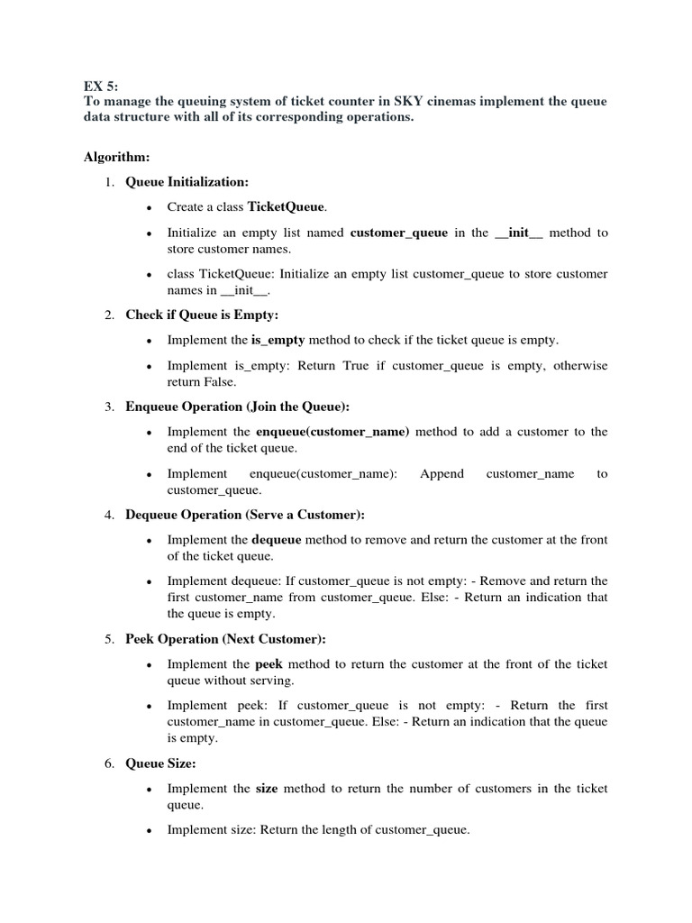 Ex 5 | Download Free PDF | Queue (Abstract Data Type) | Algorithms And Data Structures