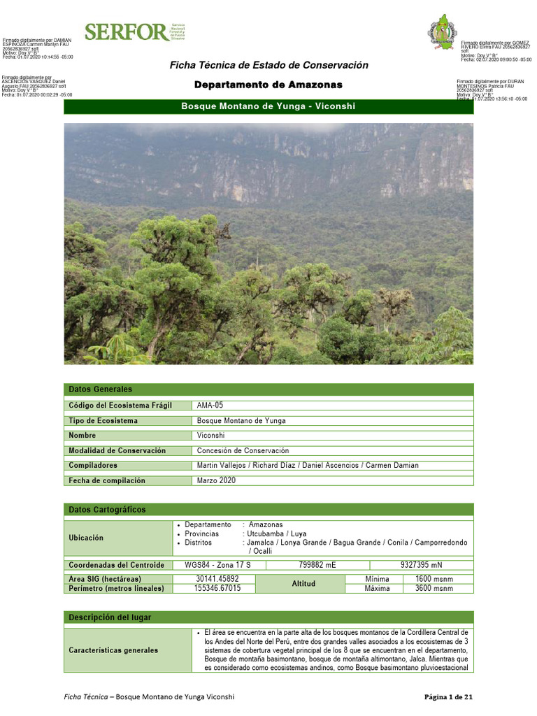 Ficha Técnica del Bosque Montano de Yunga | PDF | Agricultura | Aves