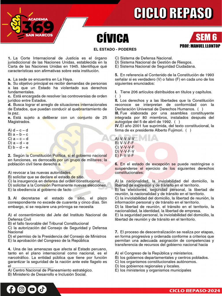 Semana 6 C Vica | PDF | Constitución | Ministerio (Departamento de Gobierno)