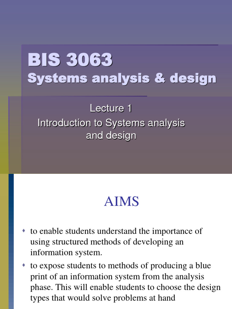 Lecture 1 SAD | PDF | System | Information