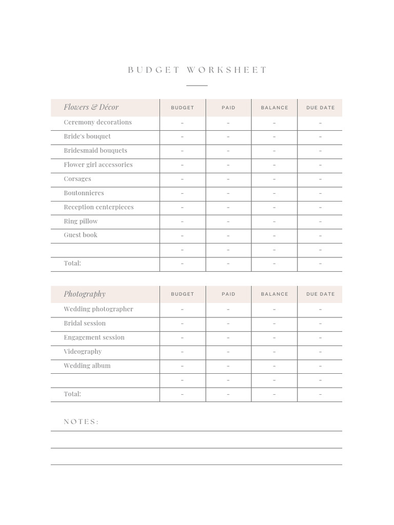 Simple Wedding Budget Planning Worksheet Checklist - 20240428 - 164851 ...