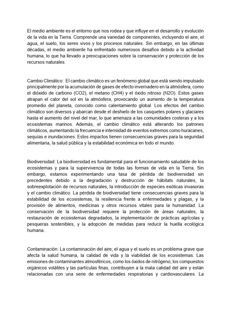 Desafíos y conservación del medio ambiente | PDF | Contaminación ...