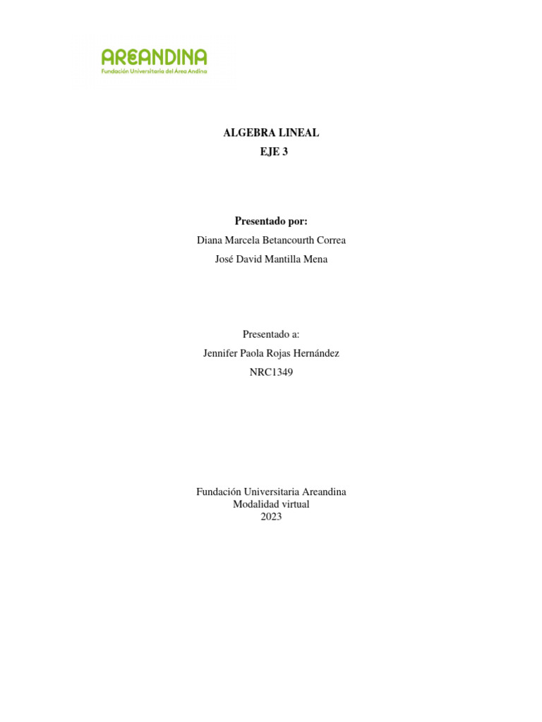Algebra Eje No 3 | PDF