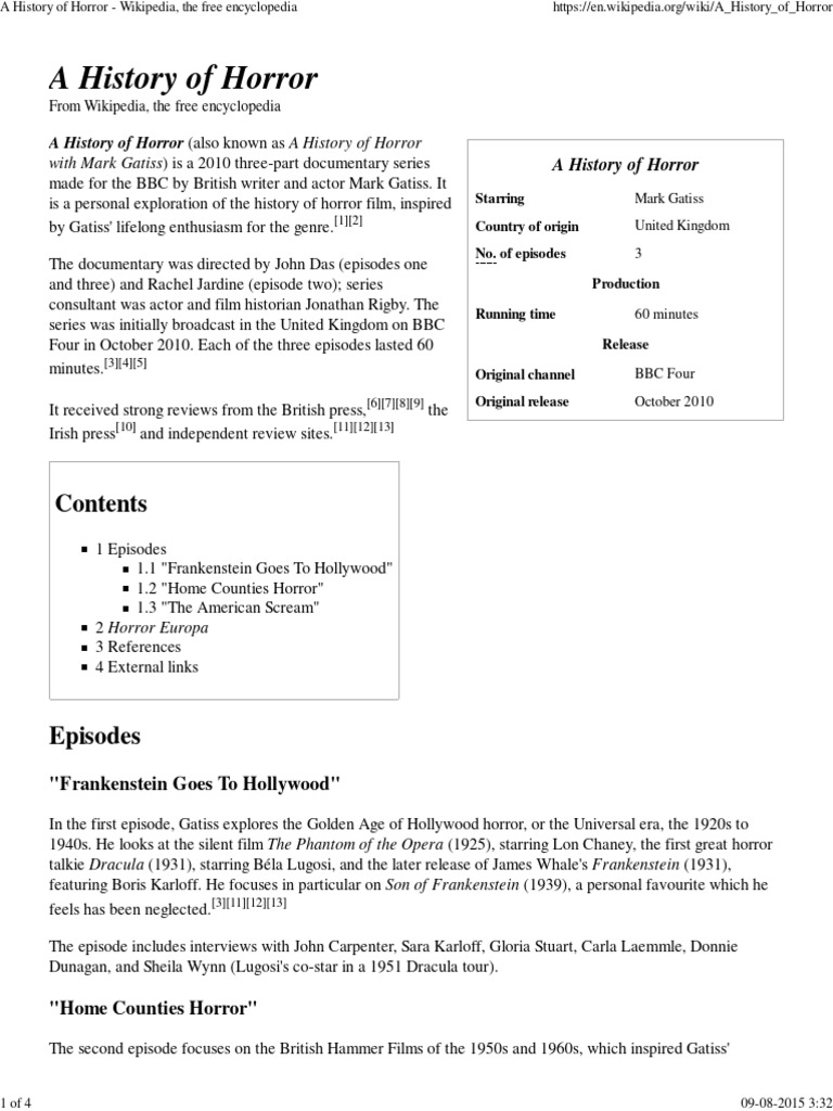 BBC's A History of Horror Series | PDF