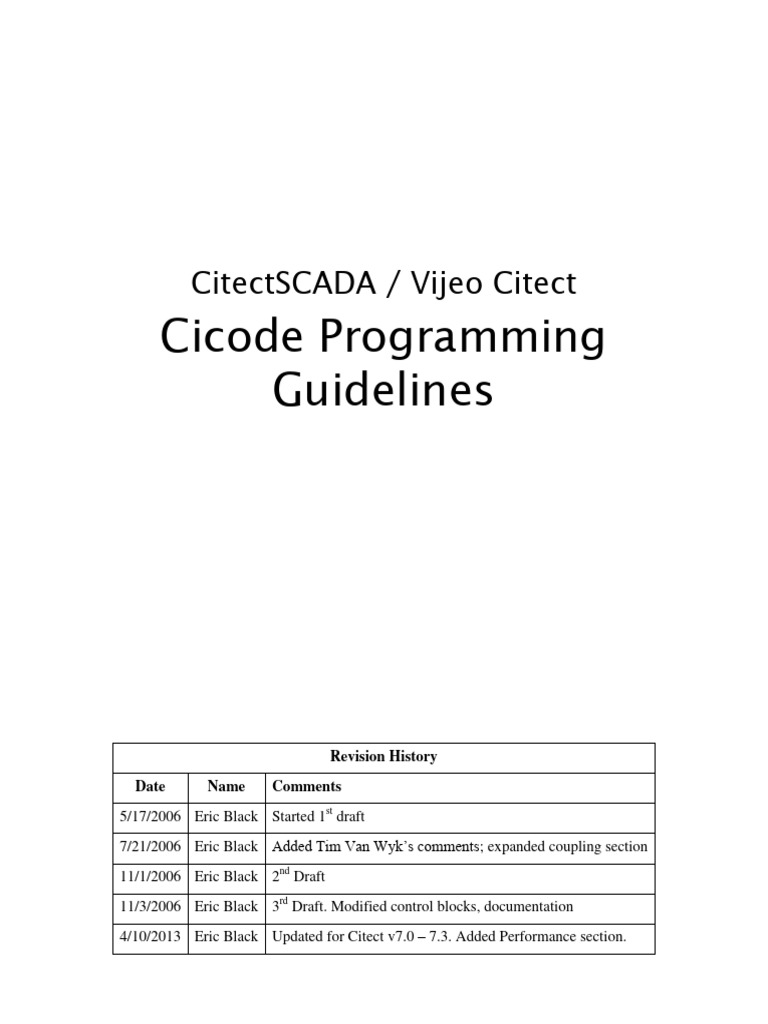Cicode Programming Guidelines 2013-04-11 | PDF | Variable (Computer Science) | Scope (Computer ...
