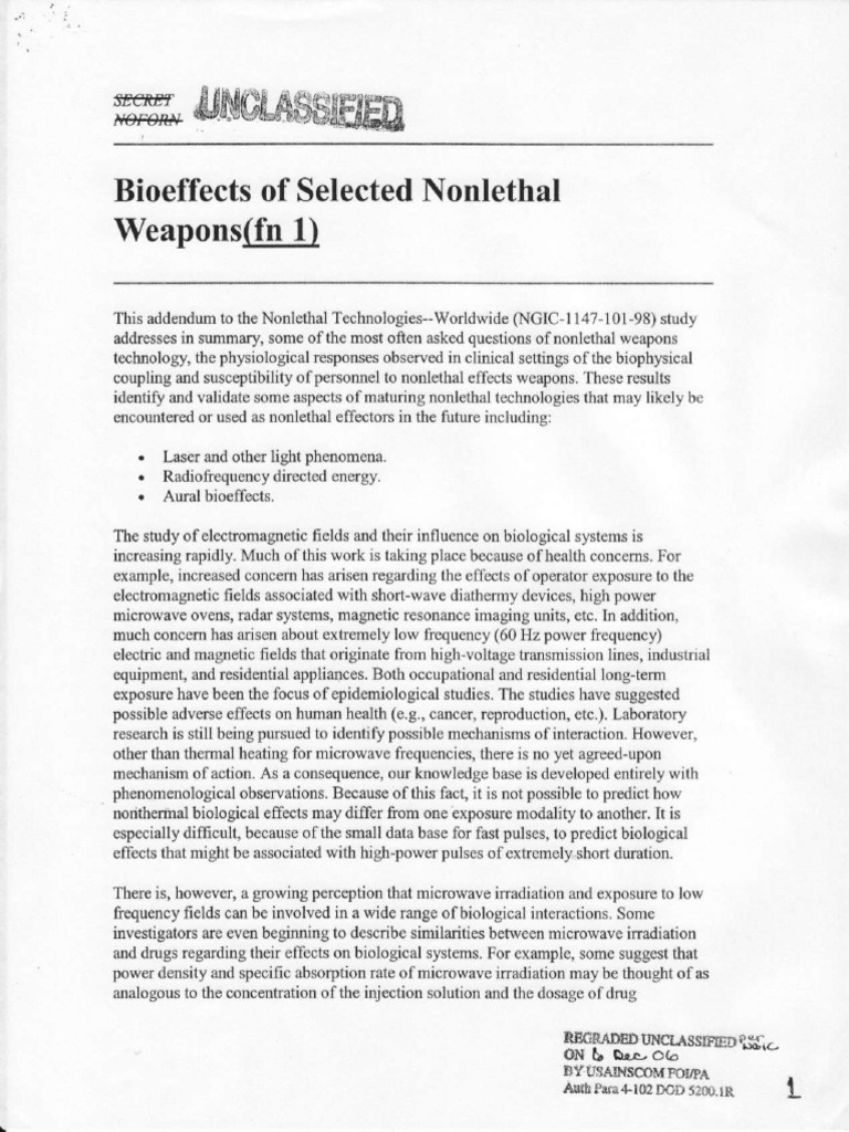 Bioeffects of Nonlethal Weapons Technology | PDF | Nmda Receptor