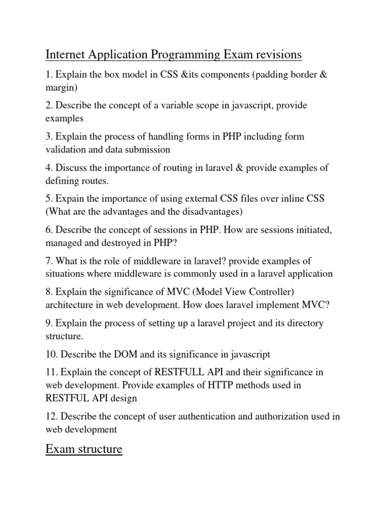 Internet Application Programming Exam Revisions - 071821 | PDF | Computers | Technology ...