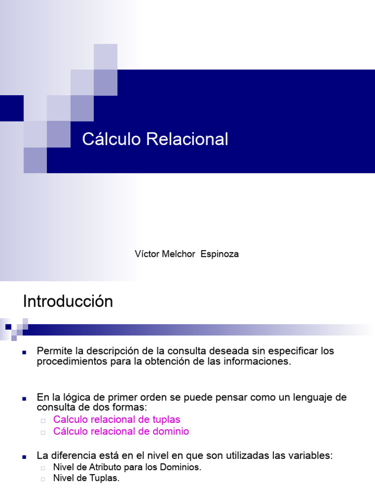 Introducción al Cálculo Relacional | PDF | Base de datos relacional | SQL