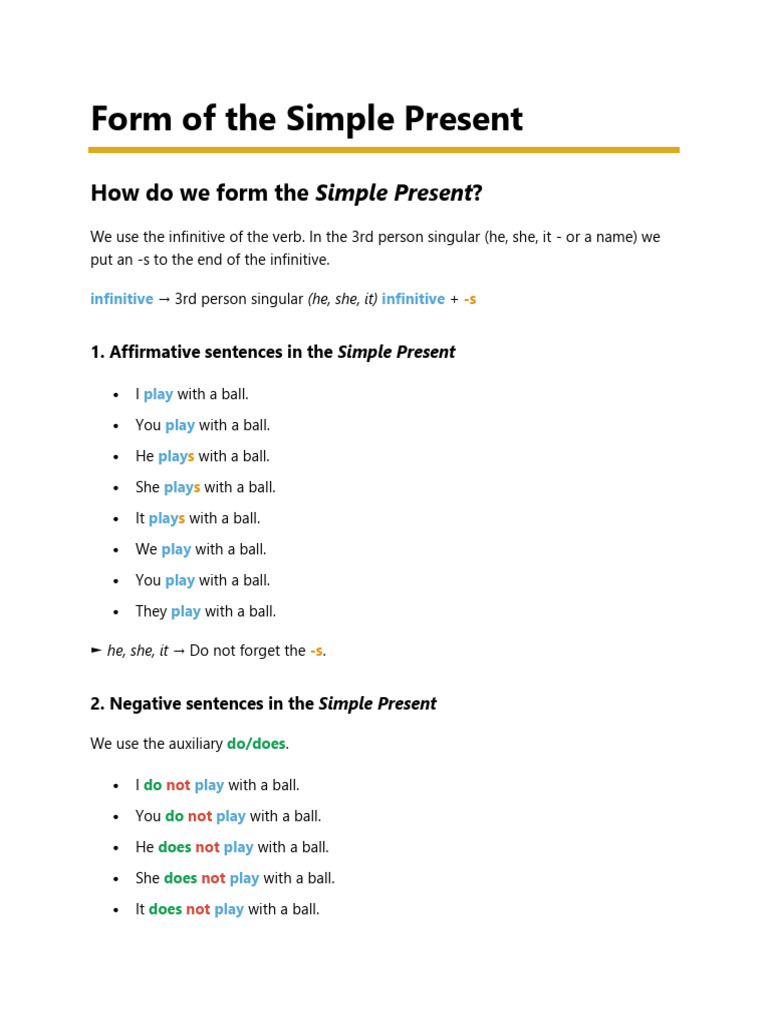 Form of The Simple Present | PDF | Verb | Linguistic Typology