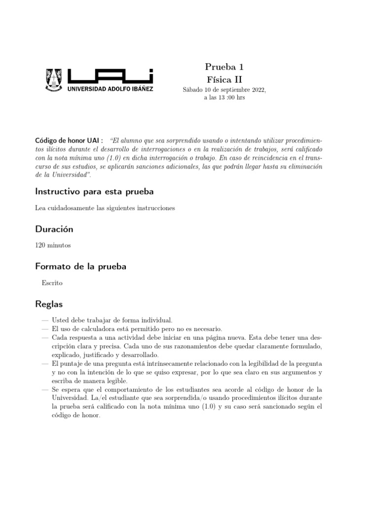 Pauta Prueba1 FIS201 2022 S2 | PDF | Unidad Astronómica | Masa