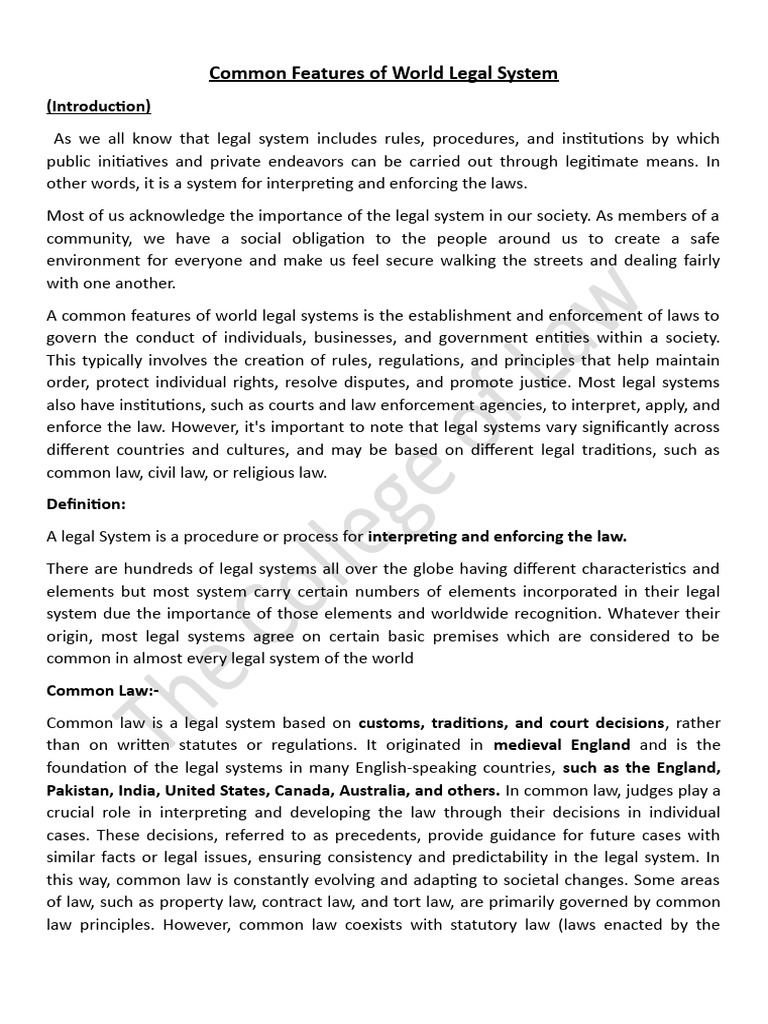 Common Feature of World Legal System | PDF | Common Law | Sharia