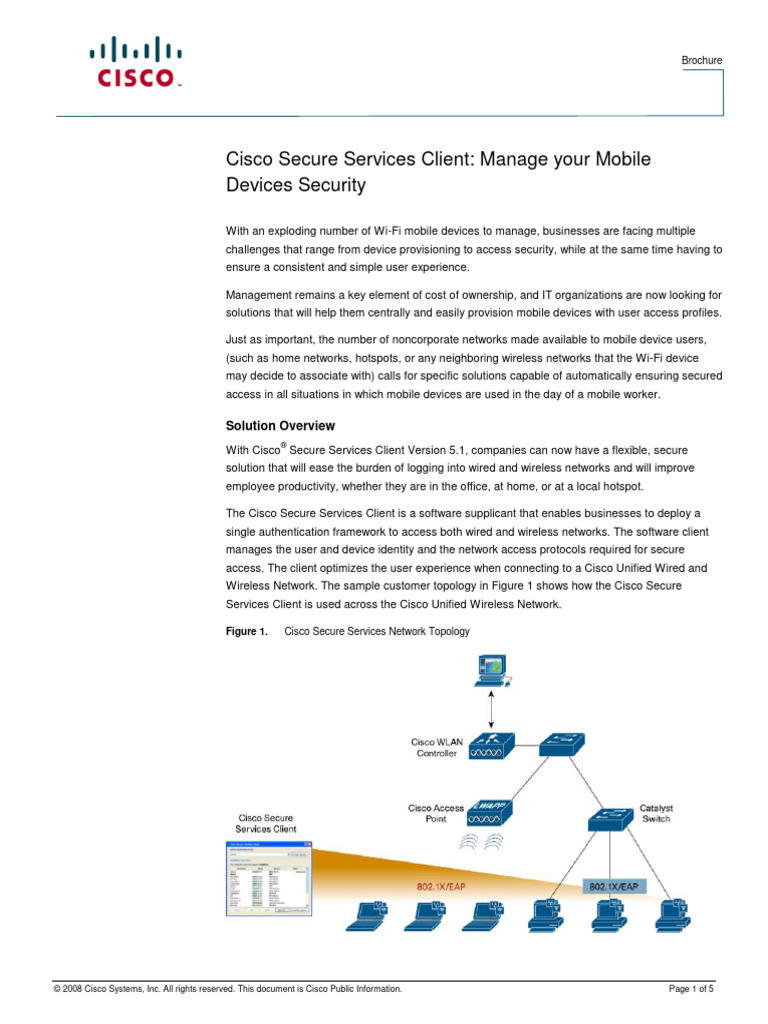 Cisco Secure Services Client - Manage Your Mobile Device Security | PDF | Computer Network | Wi Fi