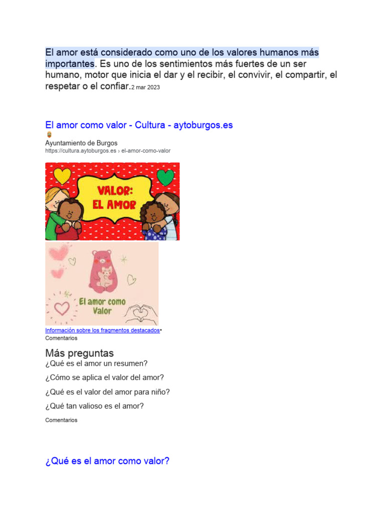 El Amor Está Considerado Como Uno de Los Valores Humanos Más ...