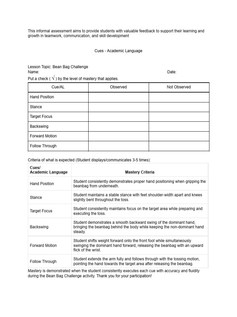 Informal Assessment | PDF