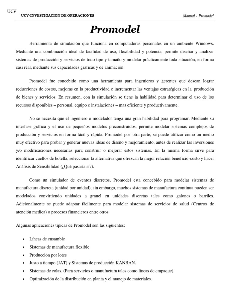 Manual Promodel | Descargar gratis PDF | Simulación