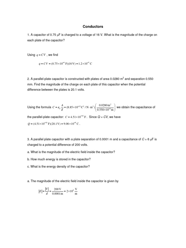 Lesson 27 Example Problems | Download Free PDF | Capacitor | Capacitance