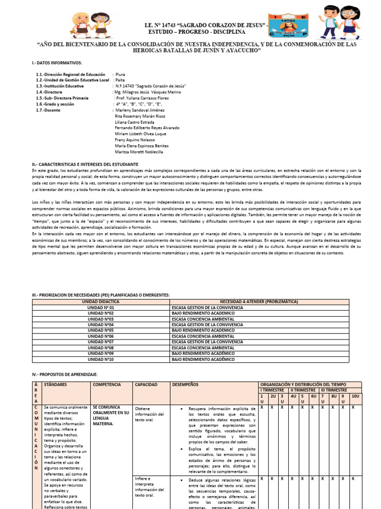 Planificación Anual 4to Grado 2024 | PDF | Números | Geometría