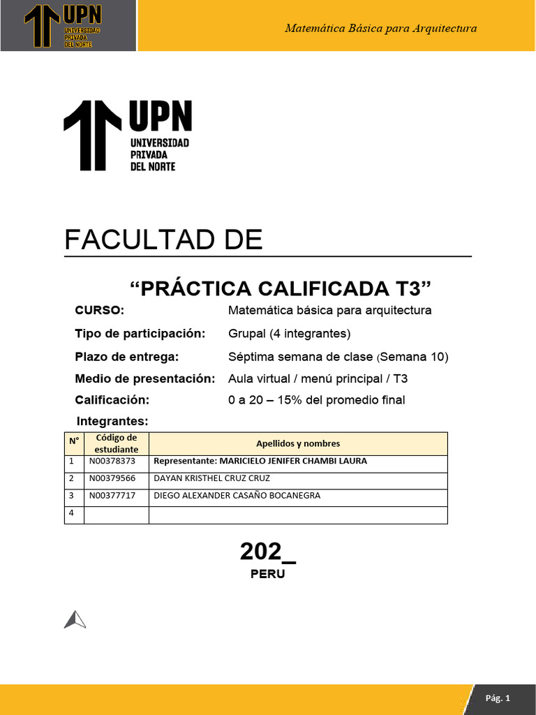 T3 - Matemática Básica Arquitectura - Grupo5 | PDF | Geometría analítica | Geometría