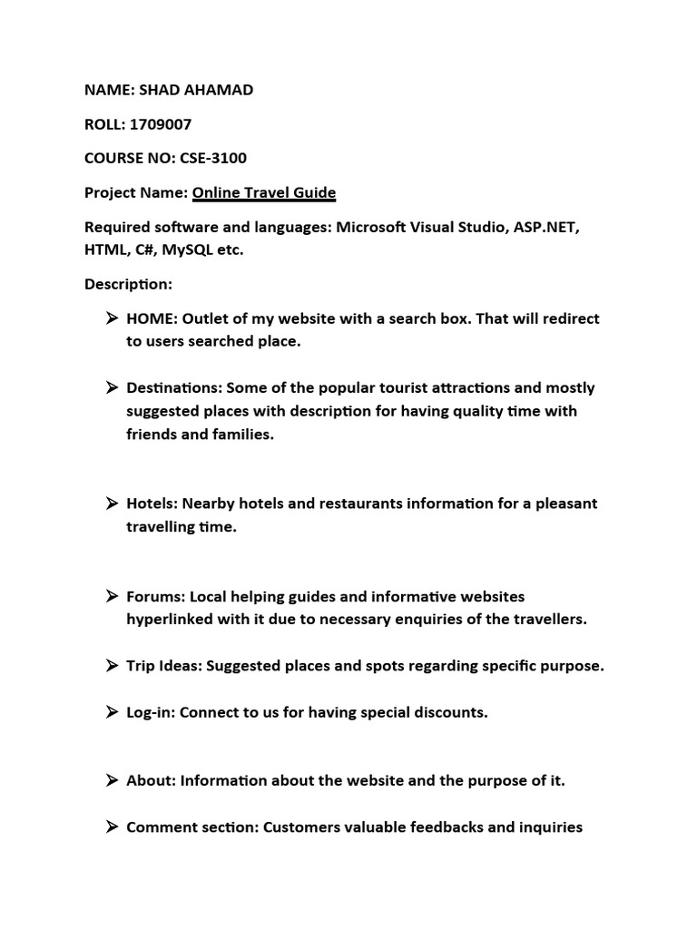 Online Travel Guide Project Overview | PDF | Career & Growth | Art