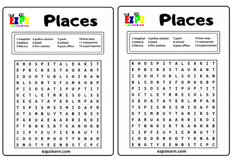 Places in City Wordsearch | PDF