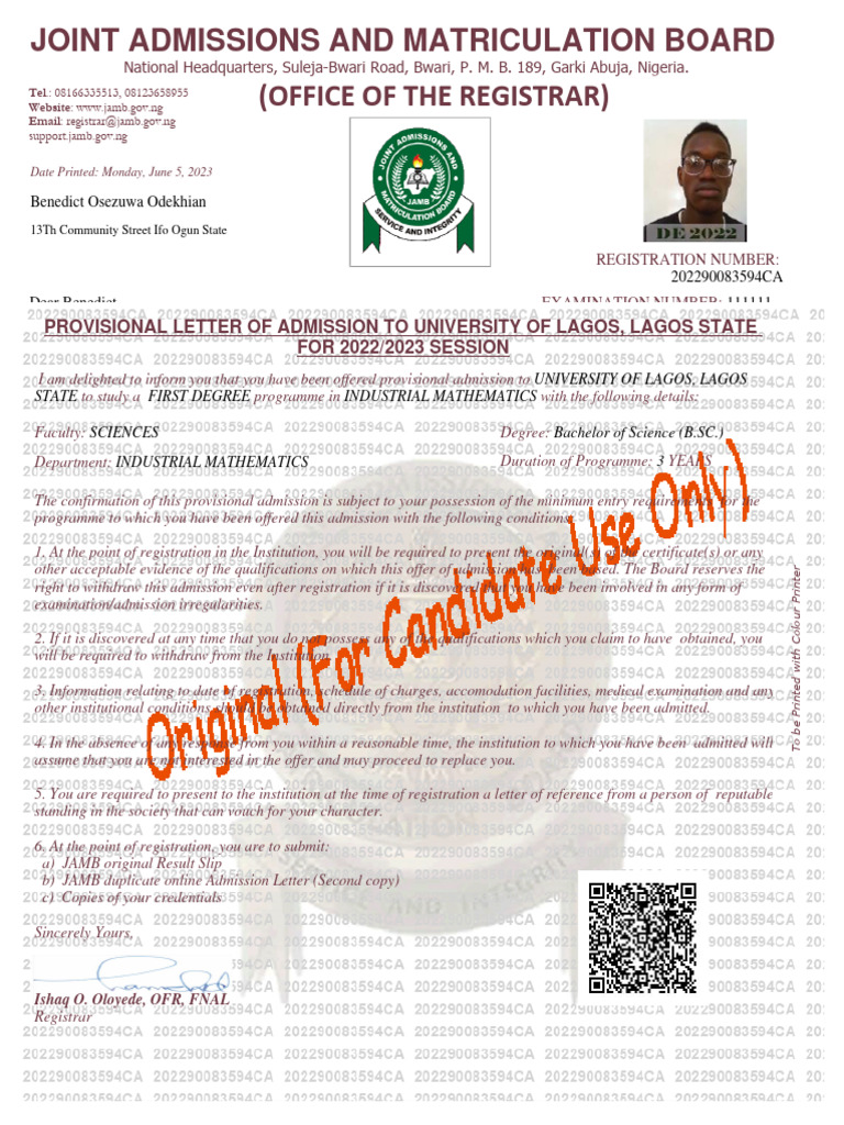 Admission Letter | PDF | Academic Degree | Educational Stages