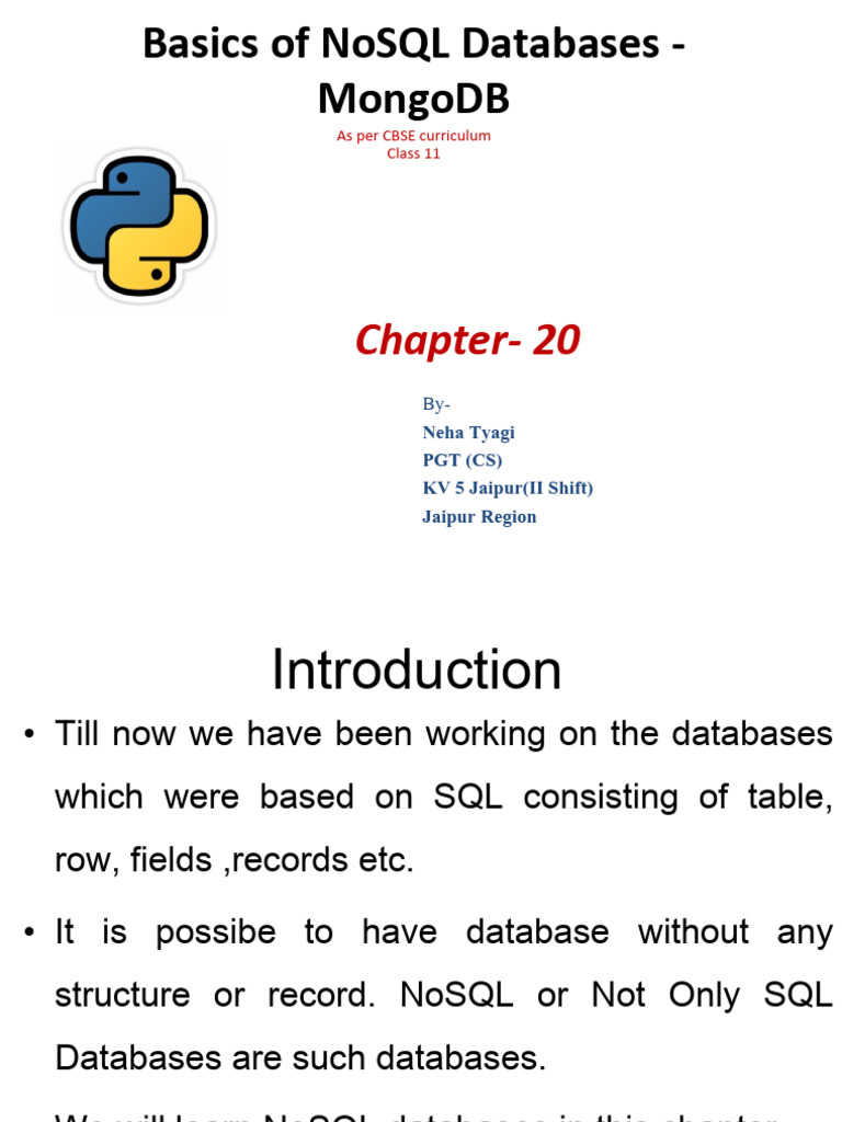 Basics of NoSQL, Mongo DB | Download Free PDF | No Sql | Json
