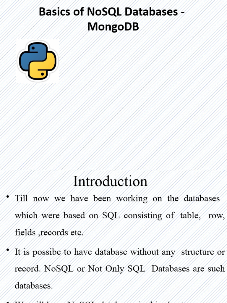 Basics Of Nosql Mongo Db Pdf No Sql Databases