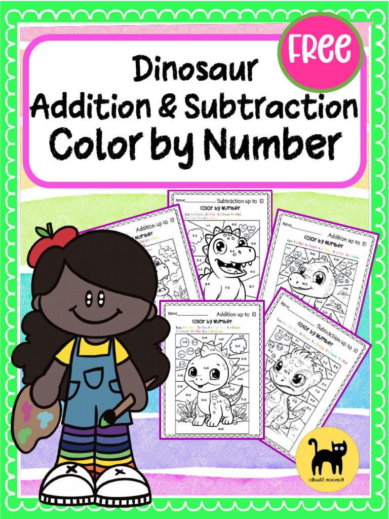 Color by Number: Dinosaur Addition & Subtraction | PDF