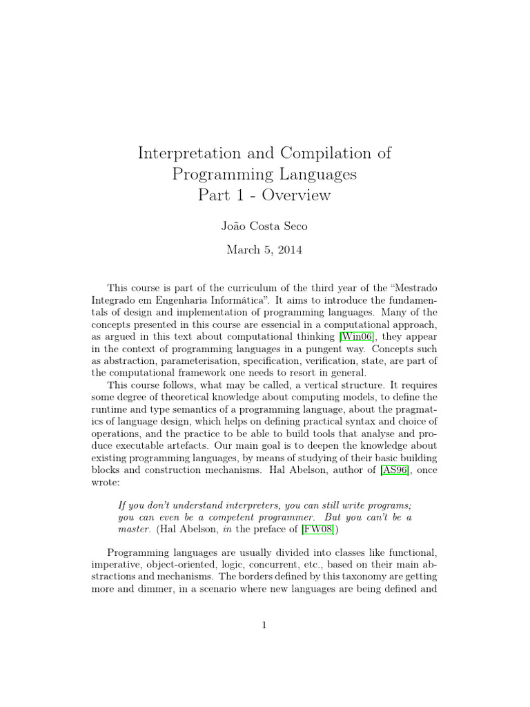 Ln01 Overview | Download Free PDF | Compiler | Programming Language