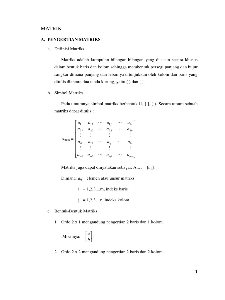Matriks | PDF | Metode & Bahan Ajar