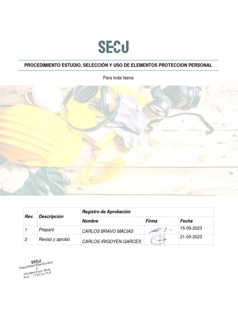 Procedimiento Seleccion Epp 2023 | PDF | Calidad (comercial)