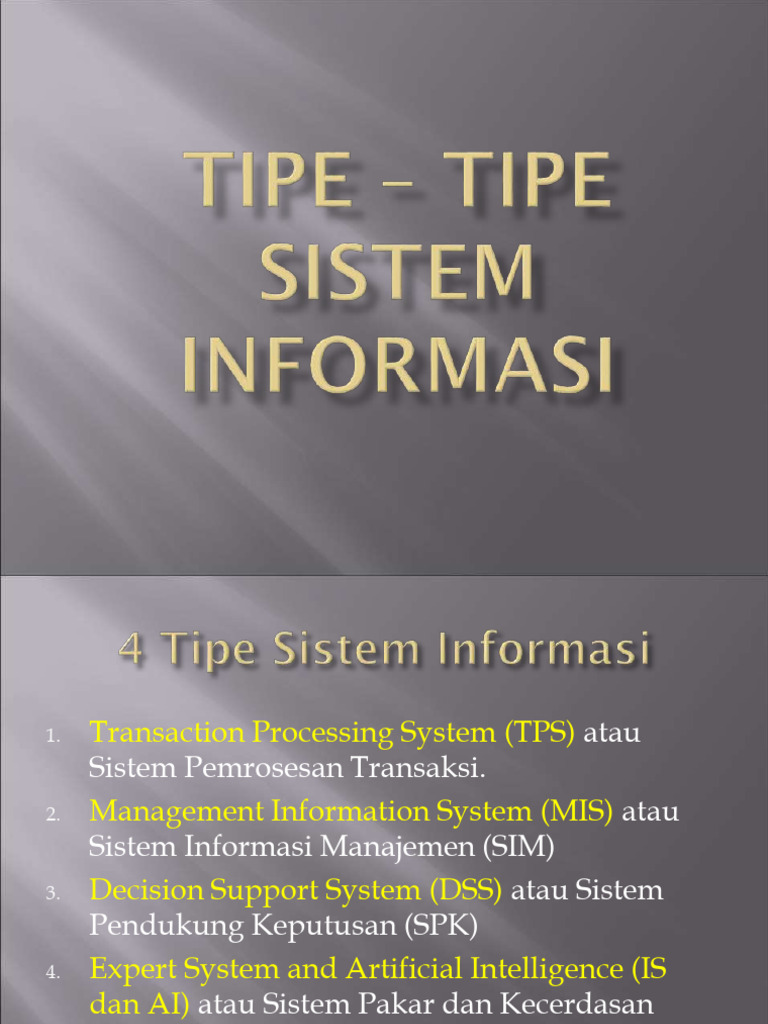 Tipe Tipe Sistem Informasi | PDF