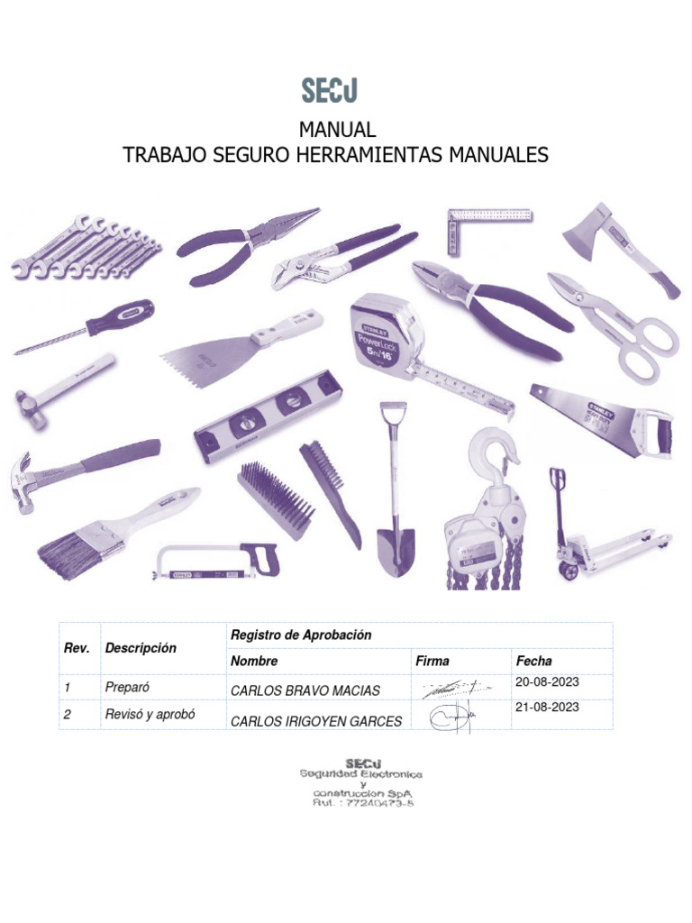 Procedimiento para Uso de Herramientas Manuales 2023 | PDF | Herramientas | Tornillo