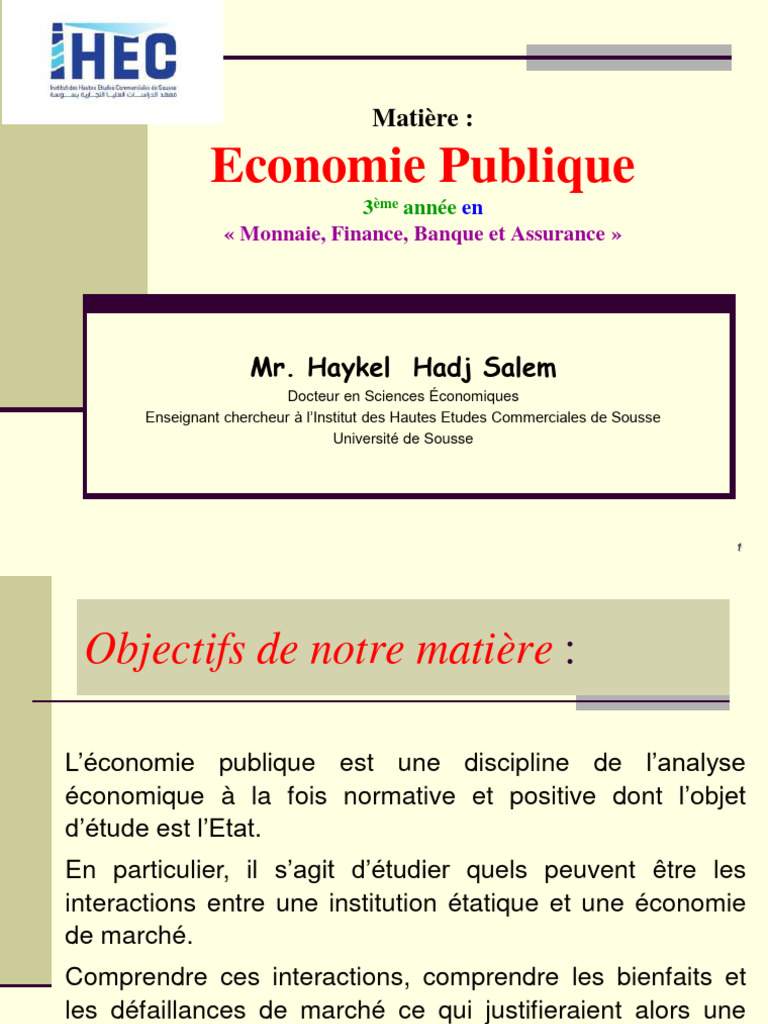 Chapitre I Economie Publique | PDF | Économie | Utilité (économie)