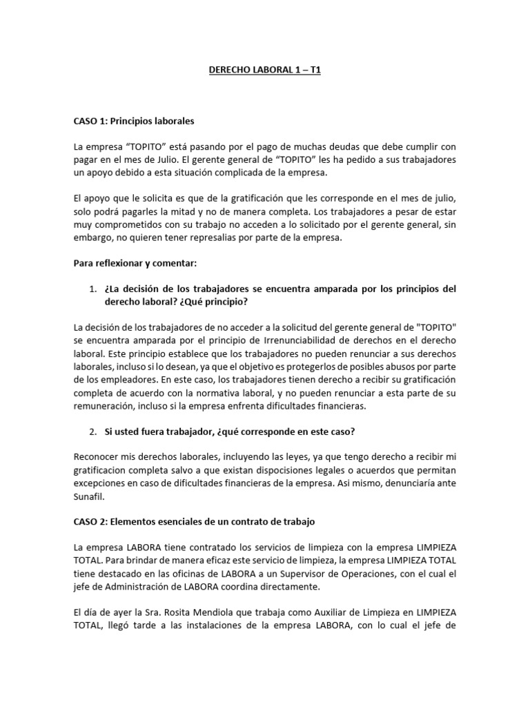 t1 Derecho Laboral | PDF | Derecho laboral | Business