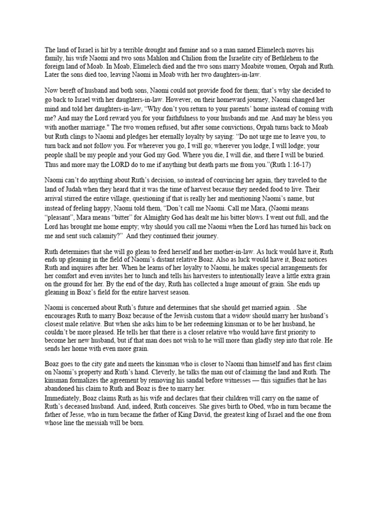 The Story of Ruth: Loyalty and Redemption | PDF | Ruth (Biblical Figure ...