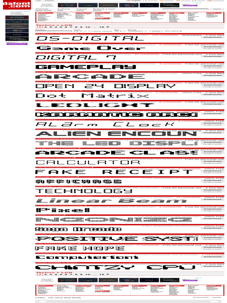 Techno LCD Fonts | PDF | Typefaces | Serif