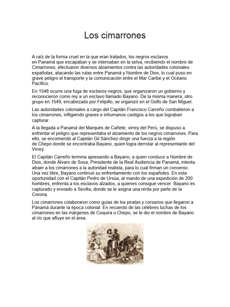 Los Cimarrones HISTORIA | PDF | Esclavitud