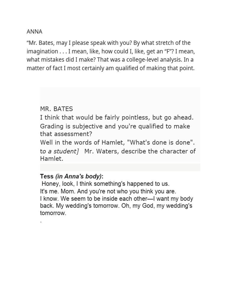 Freaky Friday Monologue | PDF