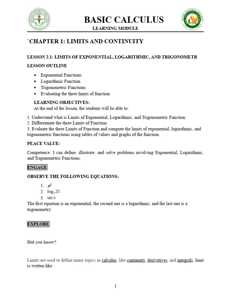 Module 1 GRP7 | Download Free PDF | Trigonometric Functions | Exponential Function